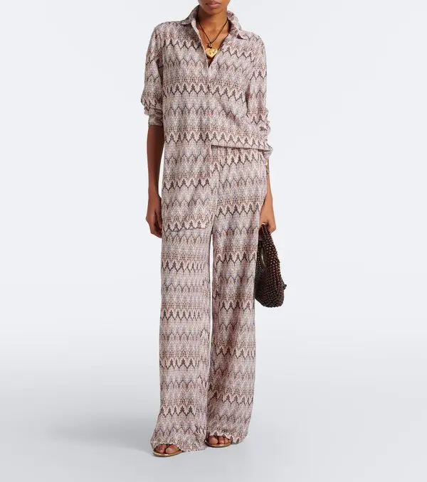 Melissa Odabash Olivia Chevron Knitted Wide-leg Pants