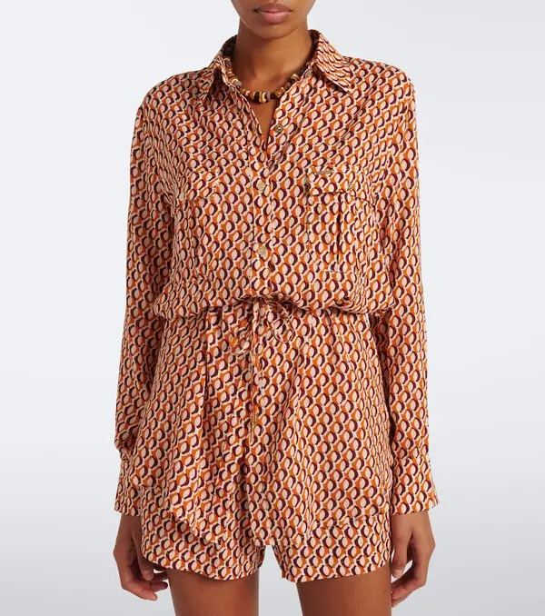 Melissa Odabash Ariel Belted Printed Shirt