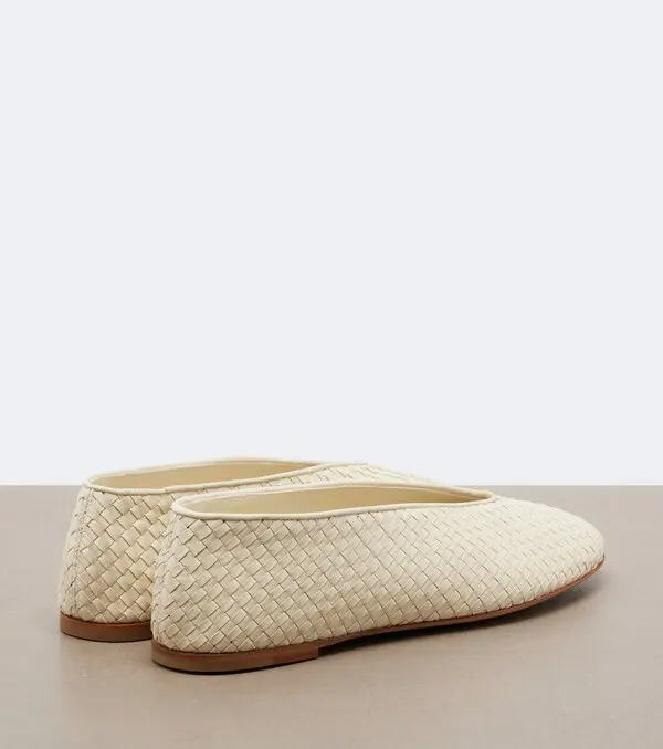 Bottega Veneta Rosa Intrecciato Leather Ballet Flats