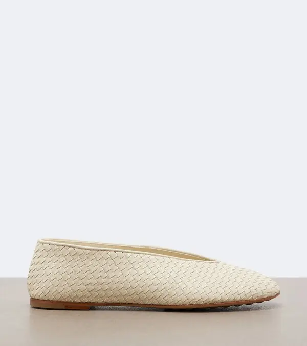 Bottega Veneta Rosa Intrecciato Leather Ballet Flats
