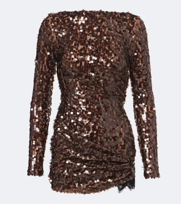 Christopher Esber Opaline Sequined Open-back Minidress - Brown