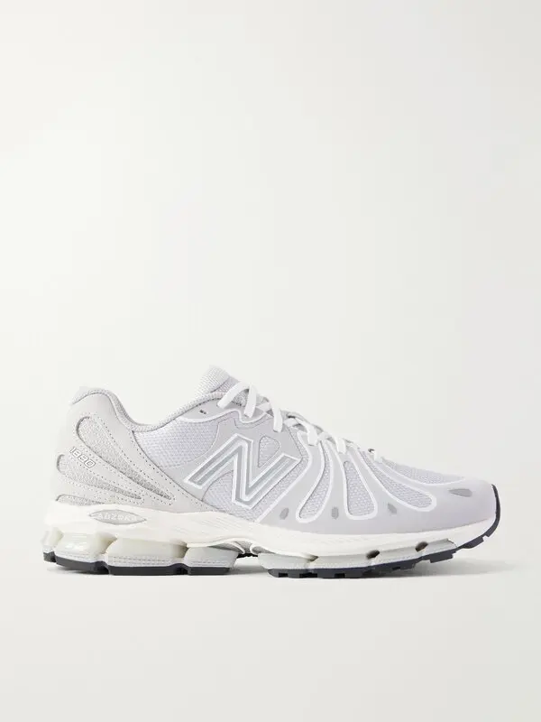 NEW BALANCE Abzorb1890 Suede-trimmed Mesh Sneakers - Gray