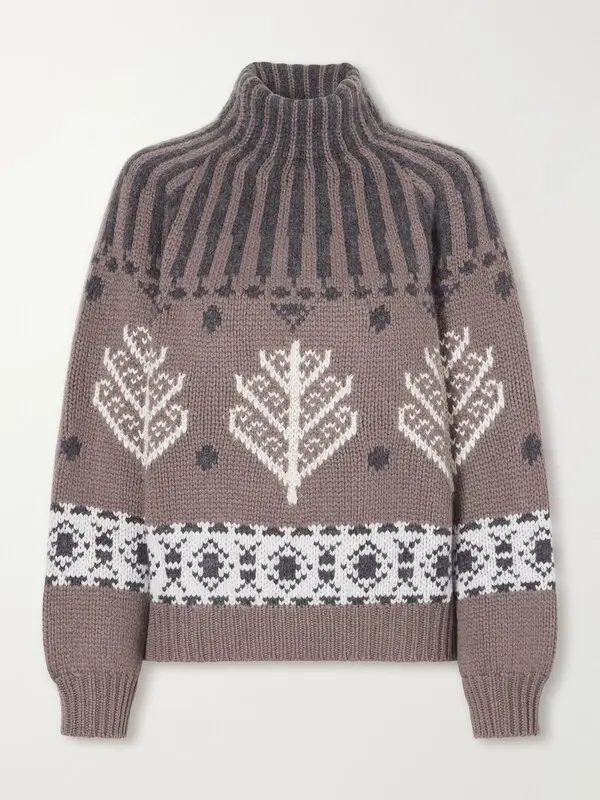 Brunello Cucinelli Fair Isle Intarsia-knit Cashmere Sweater - Brown