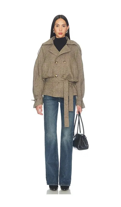 CUBIC LONDON Double-breasted Wool Blend Coat