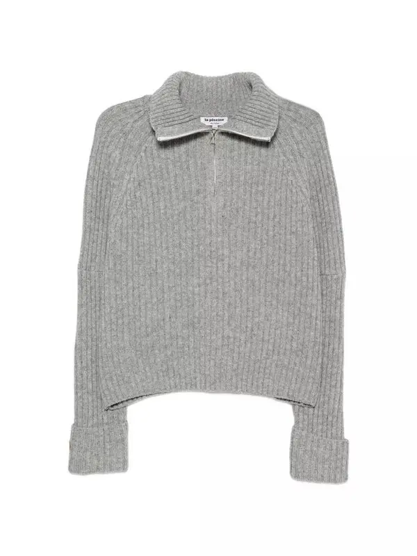 LA PISCINE Ribbed-knit Zip-neck Sweater