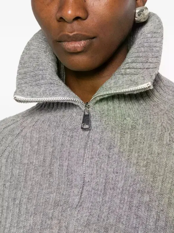LA PISCINE Ribbed-knit Zip-neck Sweater
