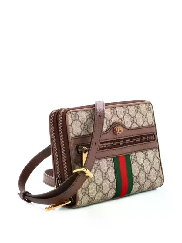 Gucci Ophidia Double Zip Gg Coated Canvas Small Crossbody Bag