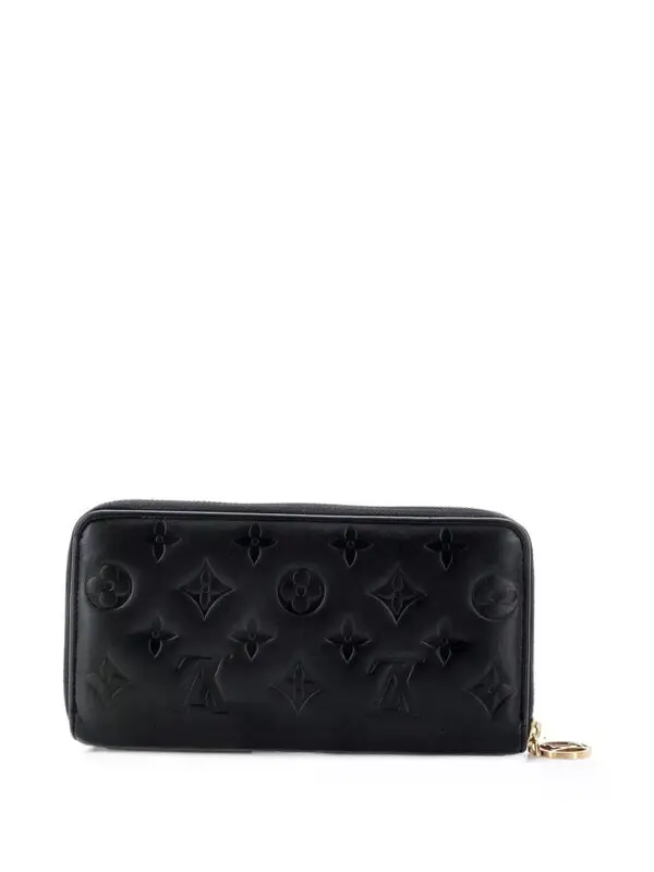 LOUIS VUITTON Coussin Zippy Wallet Monogram Embossed Lambskin Small Wallets - Black