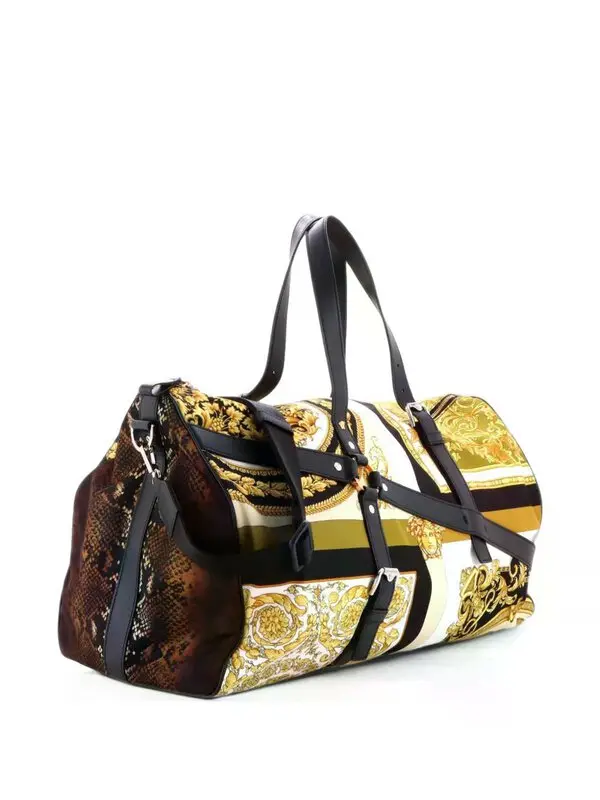 Versace Bondage Duffle Bag Barocco Print Nylon Large Travel Bag