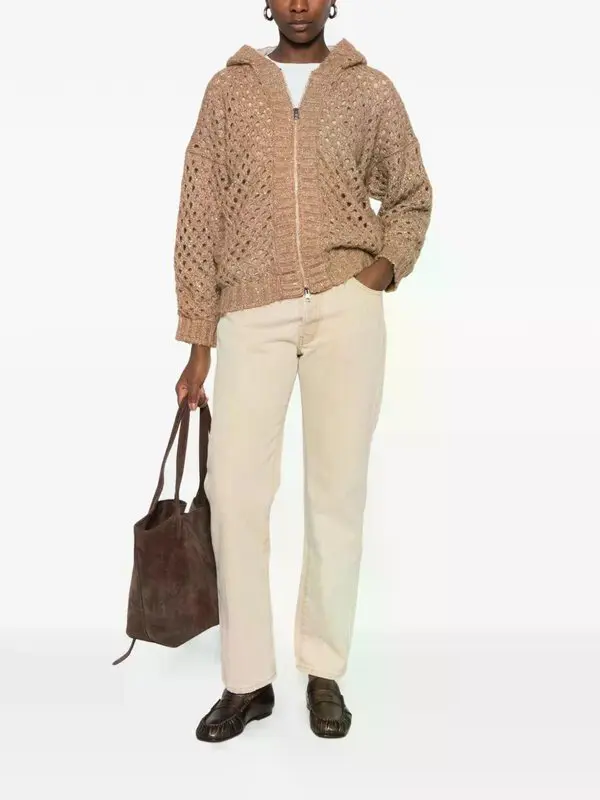 PANICALE Sequin-embellished Open-knit Cardigan