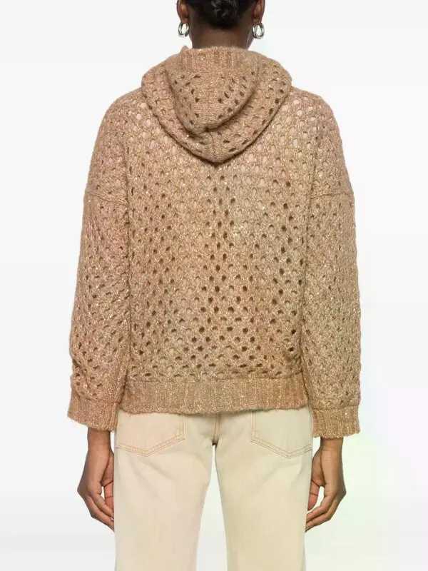 PANICALE Sequin-embellished Open-knit Cardigan