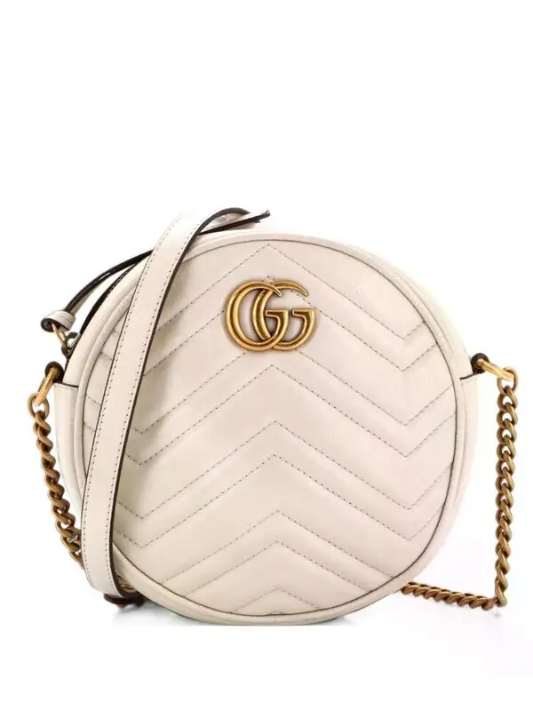 Gucci Gg Marmont Round Shoulder Bag Matelasse Leather Mini Crossbody Bag - Neutrals