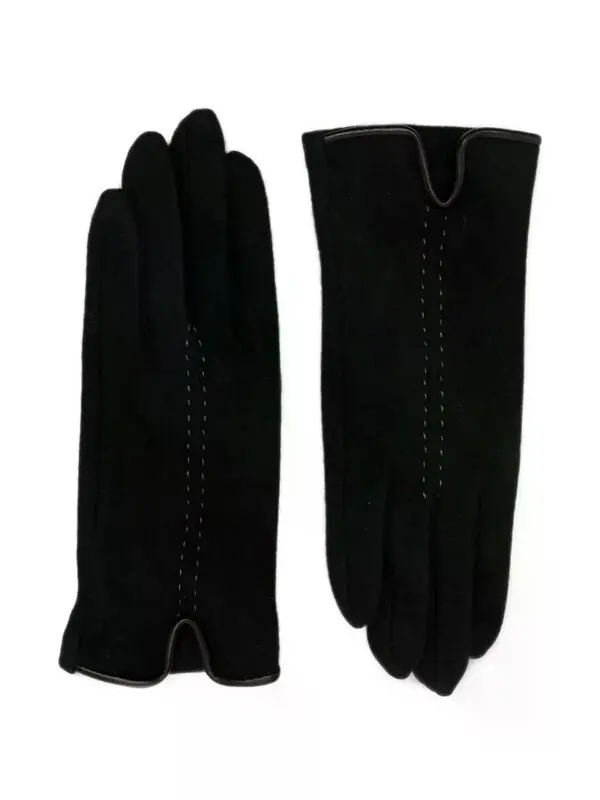 L'APERO Belfort Contrast-stitch Leather-trim Gloves