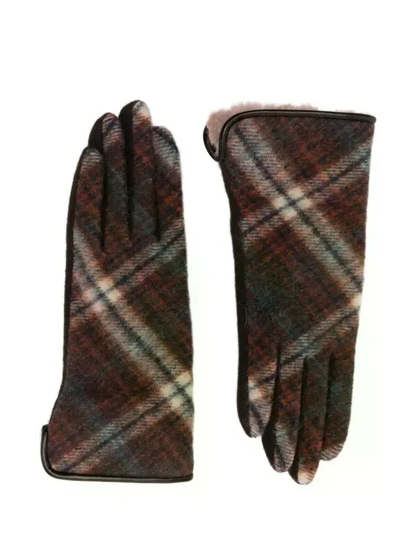 L'APERO Beauvais Check-pattern Wool Gloves