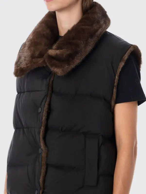 URBANCODE Padded Vest In Polyester With Faux Fur Collar - Black