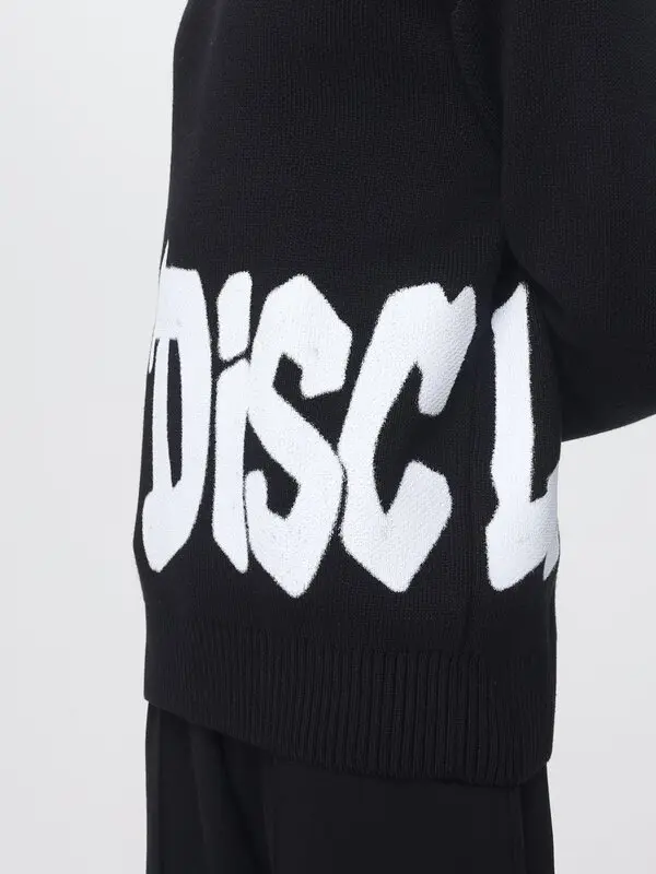 DISCLAIMER Cotton Crew-neck Sweater With Graffiti Print And Relaxed Fit - Black