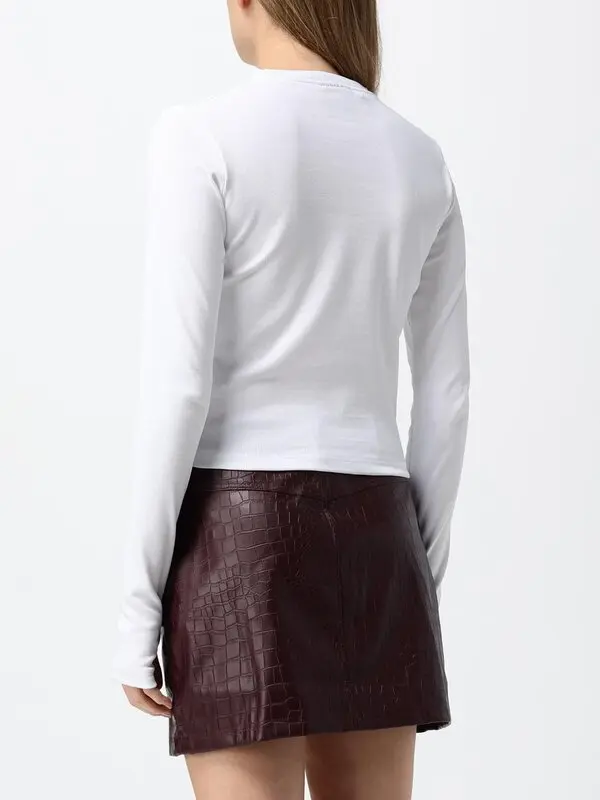 DISCLAIMER Slim Fit Long-sleeved Stretch Cotton Top With Logo - White
