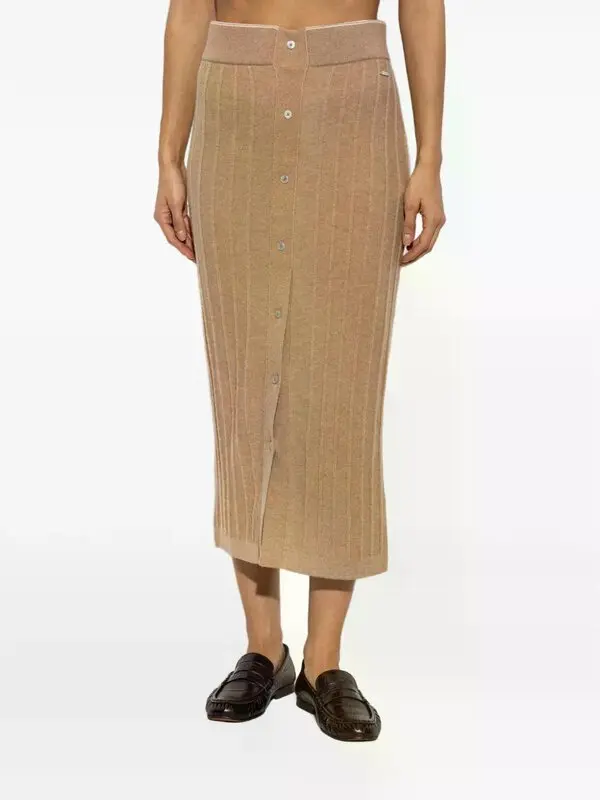 Paul & Shark Ribbed-knit Button-down Skirt
