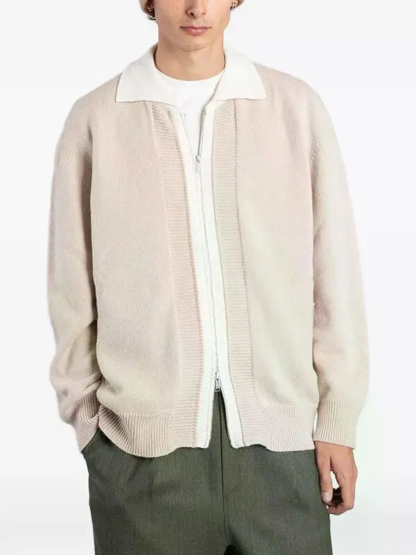 LANEUS Zip-up Knit Cardigan - Neutrals