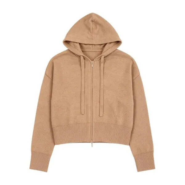 BRODIE CASHMERE Neutrals Bryanna Trim Hoodie Rice Camel - Beige