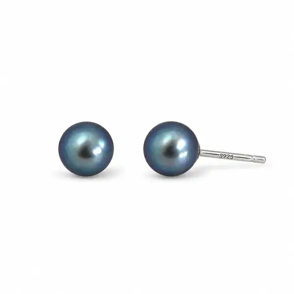 NINEMOO Nacre Noire Pearl Stud Earrings - Grey