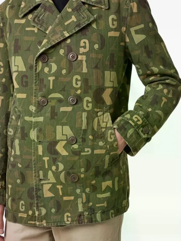 Comme Des Garçons Alphabet-print Double-breasted Jacket