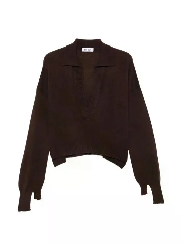 ELY ELY V-neck Spread-collar Sweater