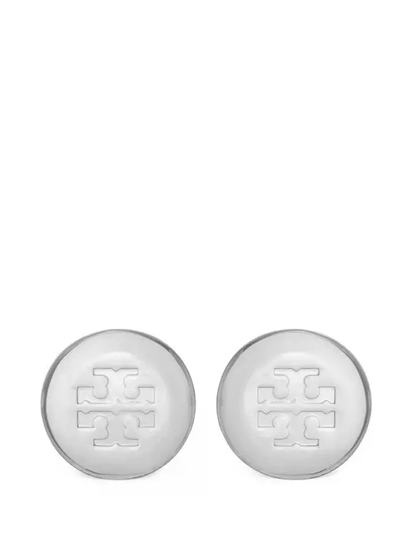 Tory Burch Logo-engraved Stud Earrings - Silver