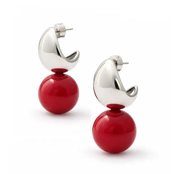 HYE JANE JEWELRY Sadie Coral Sphere Statet Earrings - Red/silver