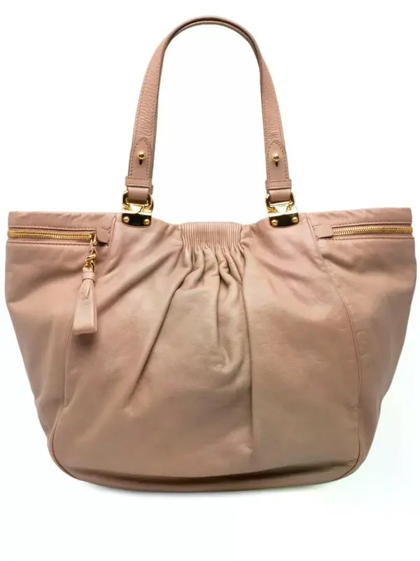 Miu Miu 2010 Lambskin Side Pocket Tote Bag - Pink