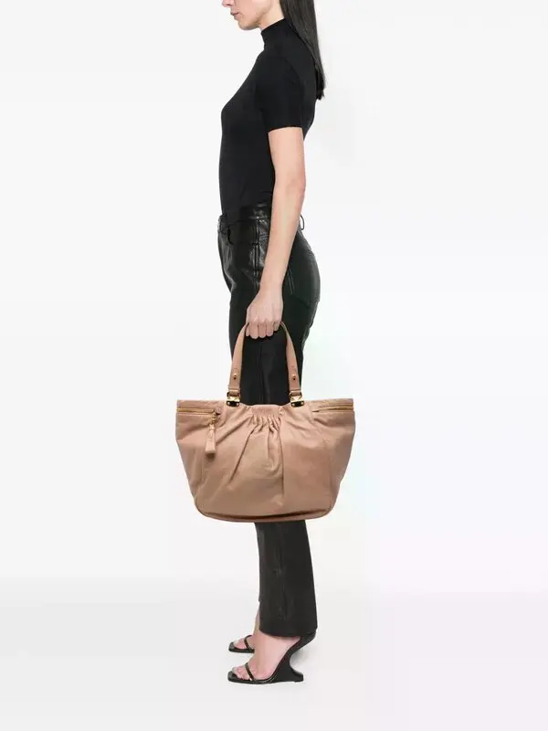 Miu Miu 2010 Lambskin Side Pocket Tote Bag - Pink