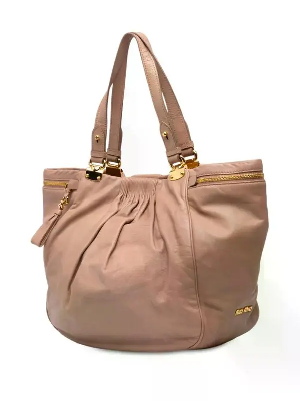 Miu Miu 2010 Lambskin Side Pocket Tote Bag - Pink