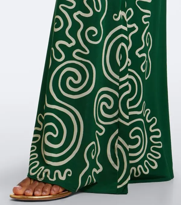 CALA DE LA CRUZ Amay Printed Satin Maxi Dress