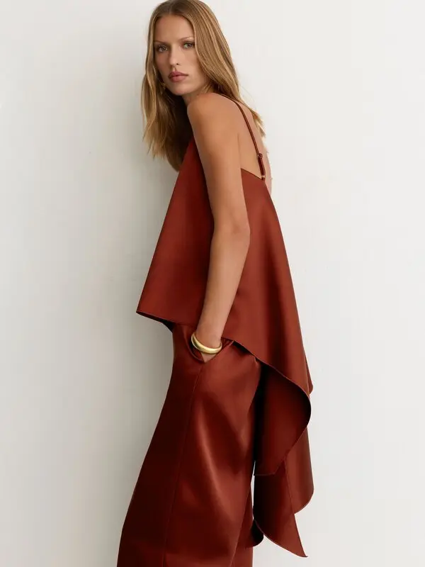 REISS Satin Straight Midi Skirt