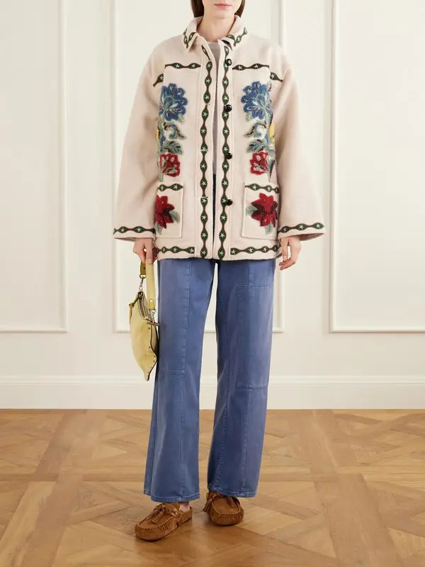 Farm Rio Embroidered Tufted Fleece Coat