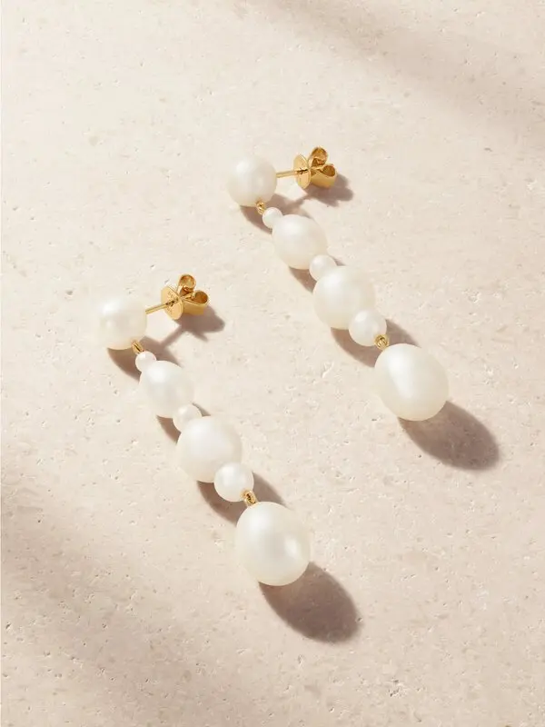 Sophie Bille Brahe Amis De Lucia 14-karat Recycled Pearl Earrings - Gold