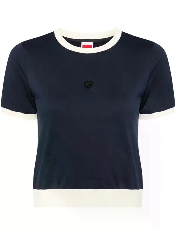 GROUND ZERO G-heart Contrasting-trim Cotton T-shirt
