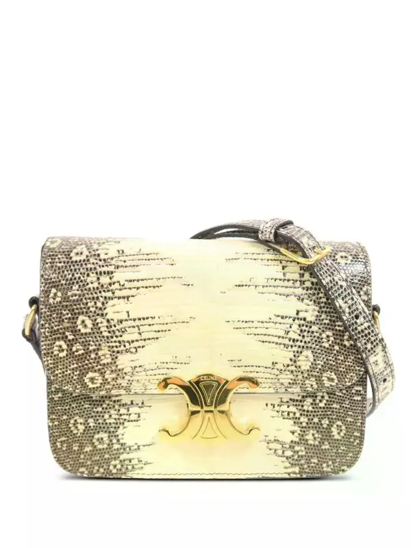 Celine Mini Triomphe Lizard-effect Shoulder Bag - Neutrals