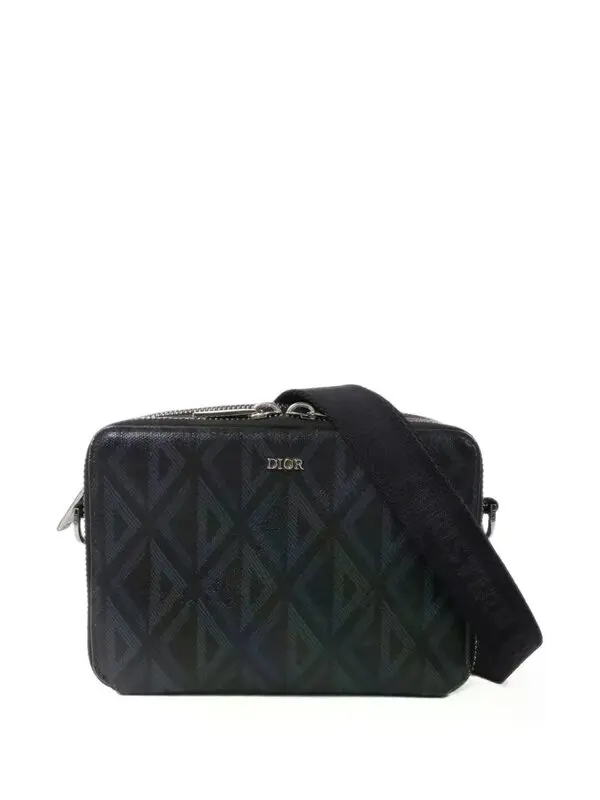 Dior Cd Diamond Logo-plaque Messenger Bag - Black