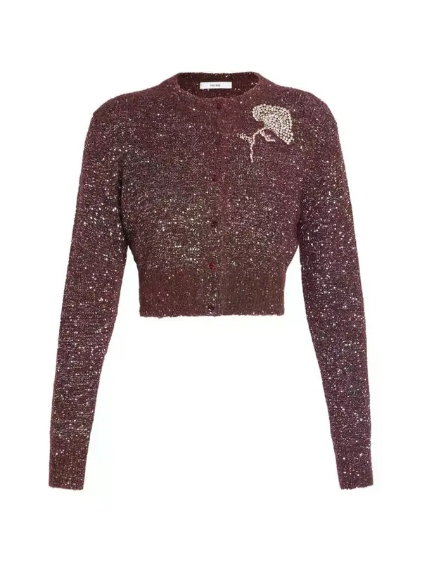 Erdem Sequin-embellished Crystal-floral Cardigan - Red