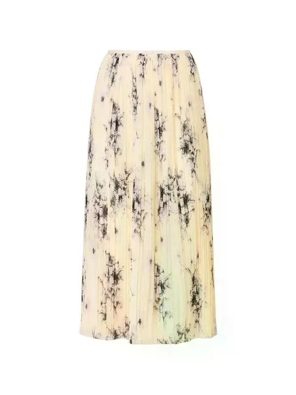 Cinq À Sept Delaine Floral-print Pleated Midi Skirt - Neutrals