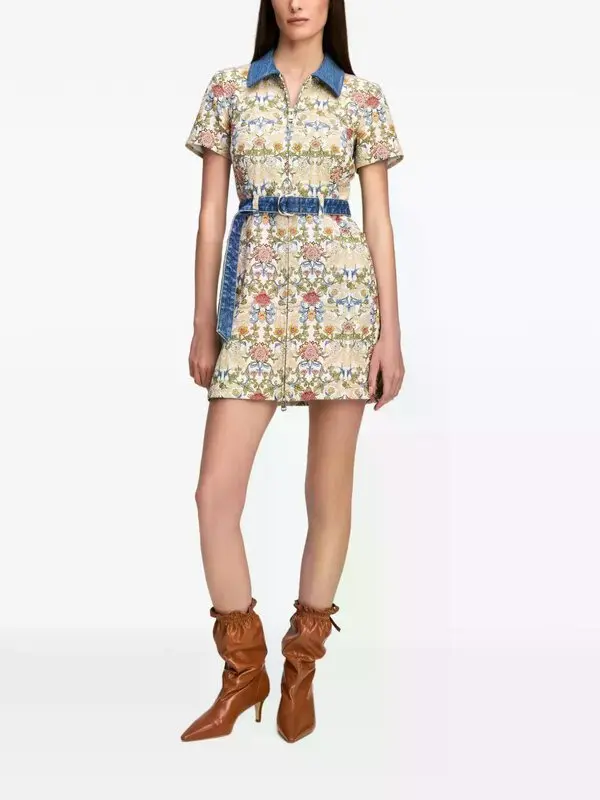 Cinq À Sept Bea Floral-print Mini Dress - Neutrals