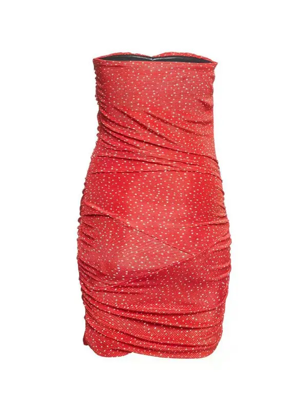 Maje Plissé Polka-dot Mini Dress - Red