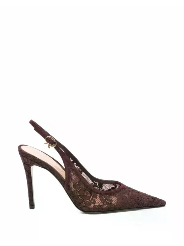 GIANVITO ROSSI Lace Pointed-toe Pumps - Red