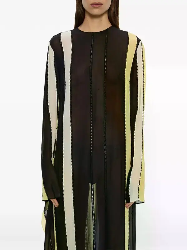 Christopher Esber Vin Panelled Picot Silk Long Sleeve Maxi Dress - Black