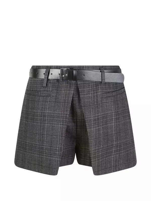 DONDUP Nelly Belted Prince Of Wales Check Shorts - Grey