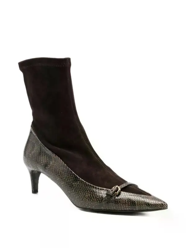 DEL CARLO Snakeskin-effect Buckled Ankle Boots