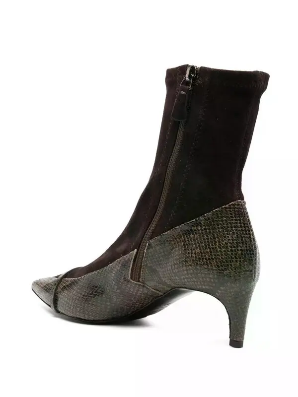 DEL CARLO Snakeskin-effect Buckled Ankle Boots