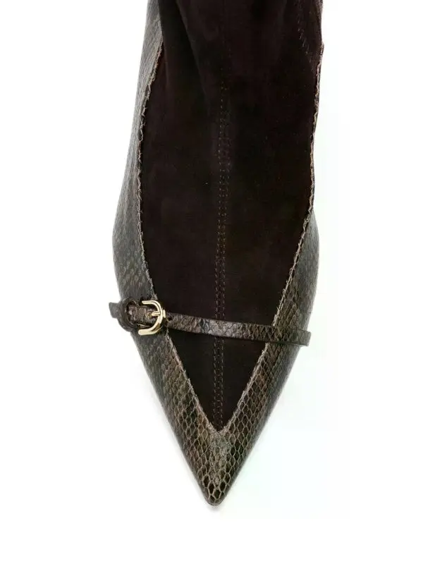 DEL CARLO Snakeskin-effect Buckled Ankle Boots