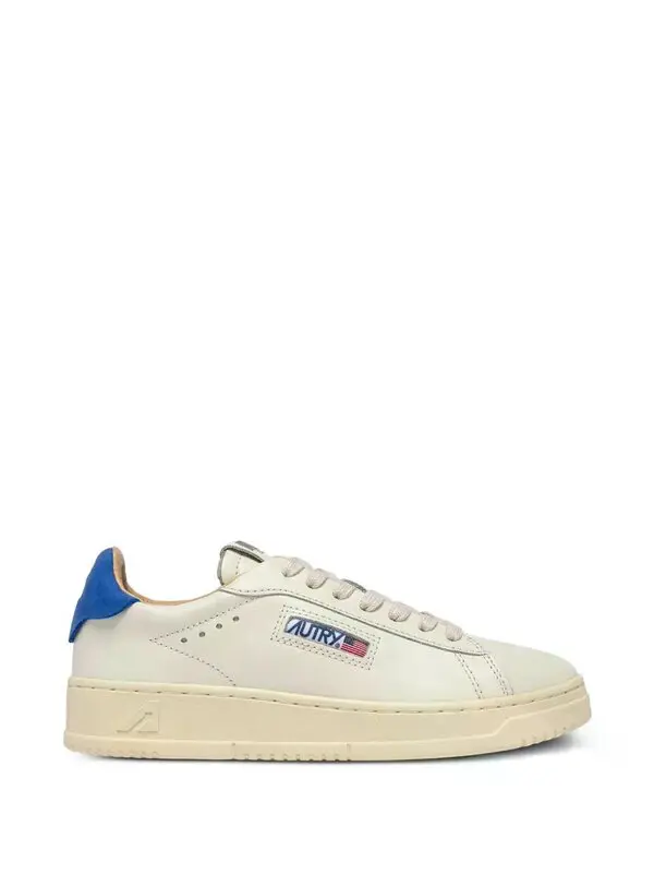 AUTRY Dallas Low Sneakers In Marshmallow And Lapis Blue Leather - Neutrals
